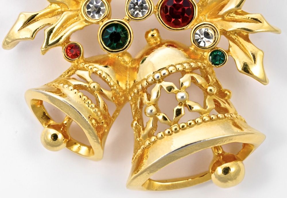 1990s Avon Gold Plated Joyous Bell Brooch | Arabella Bianco