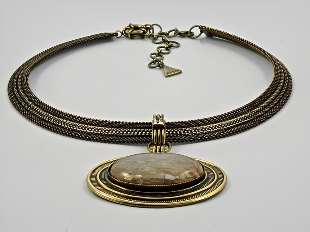 Ermani Bulatti Antiqued Gold Plated Mother of Pearl Necklace | Arabella ...