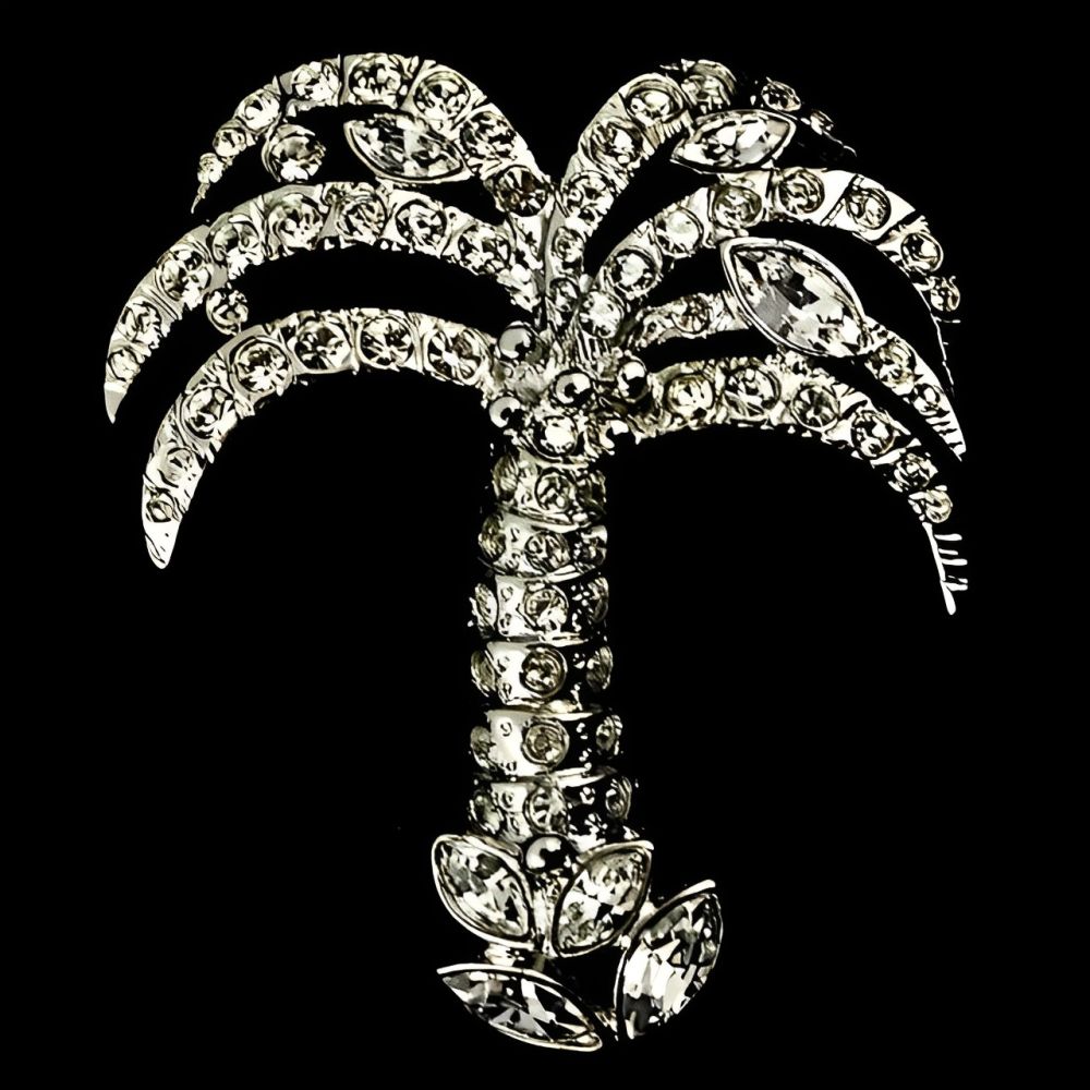 Kenneth Jay Lane Rhinestone Palm Tree Brooch circa 1980s | Arabella Bianco