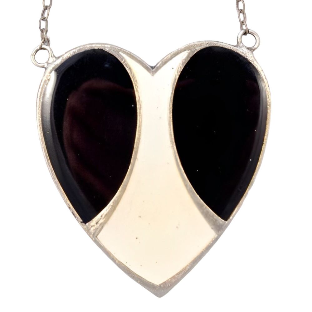 Pierre Bex Art Deco style Black Cream Enamel Heart Necklace | Arabella ...