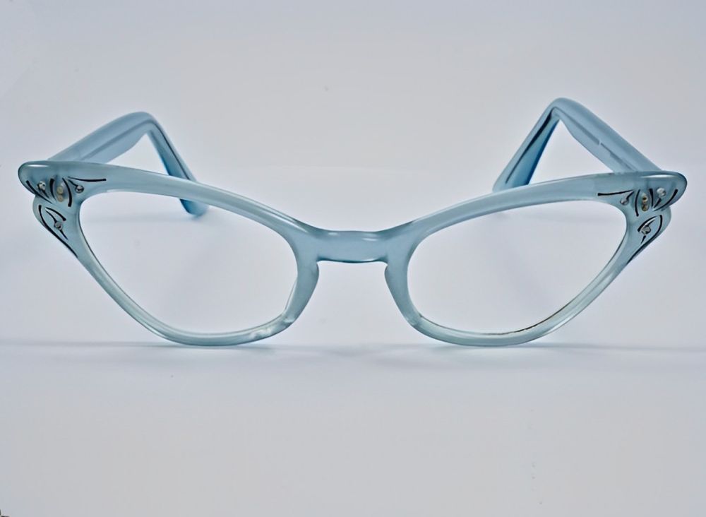 Selecta French Velvet Blue Cat Eyeglass Frames 1960s | Arabella Bianco