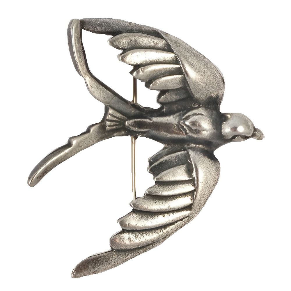 Vintage Silver Tone Swallow Brooch circa 1950s | Arabella Bianco
