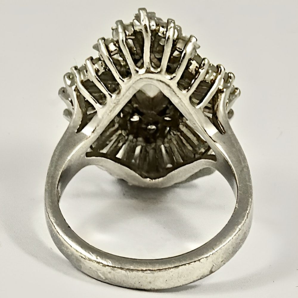 Sterling Silver and Rhinestone Cocktail Ring circa 1950s | Arabella Bianco