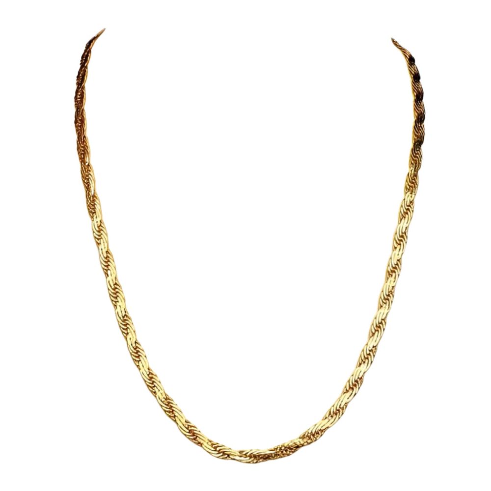 Trifari Gold Plated Flat Wave Link Chain Necklace circa 1980s ...