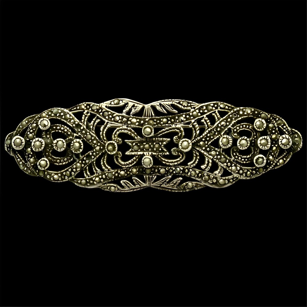 Classic Silver Marcasite Brooch circa 1930s | Arabella Bianco