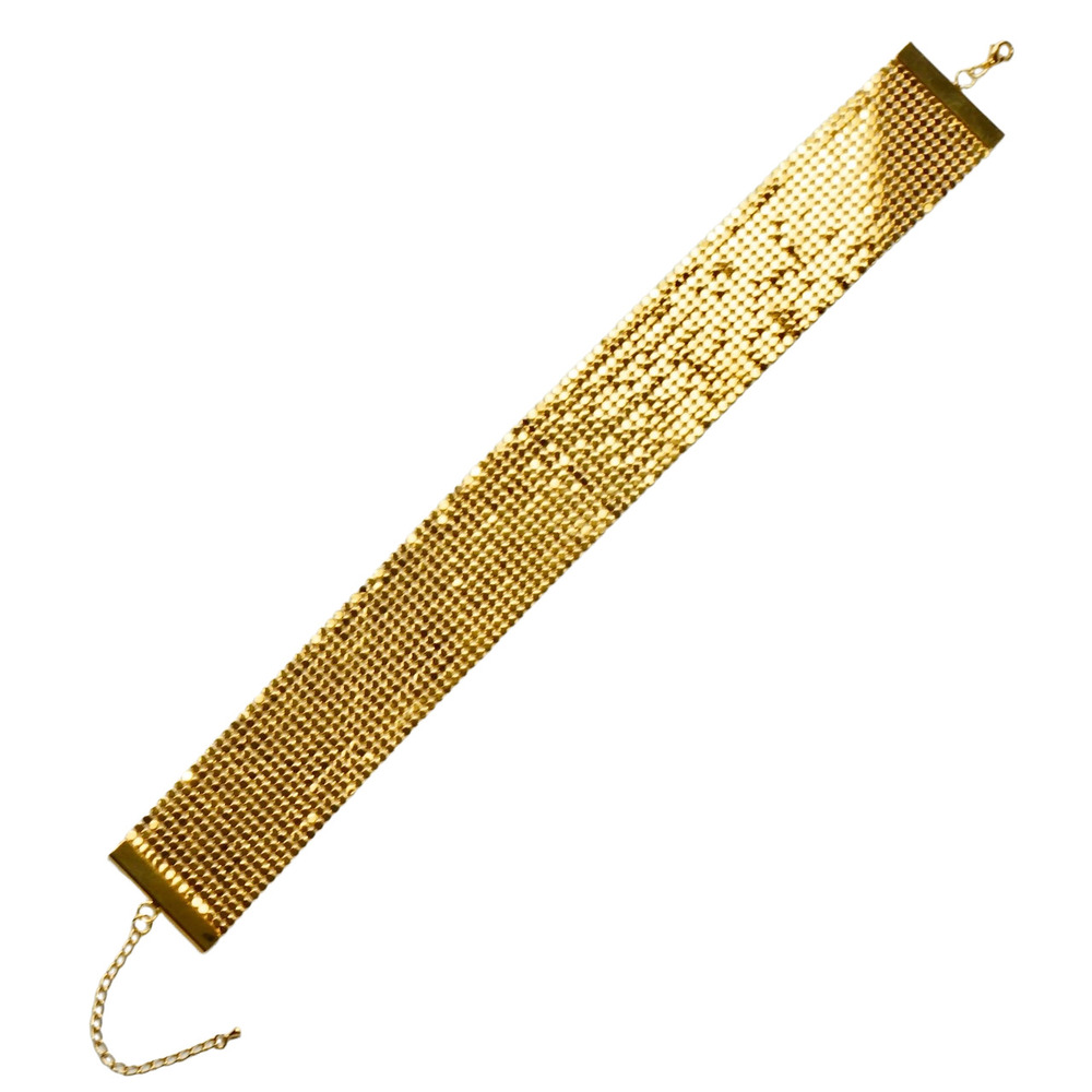 Gold Tone Wide Mesh Choker Necklace | Arabella Bianco