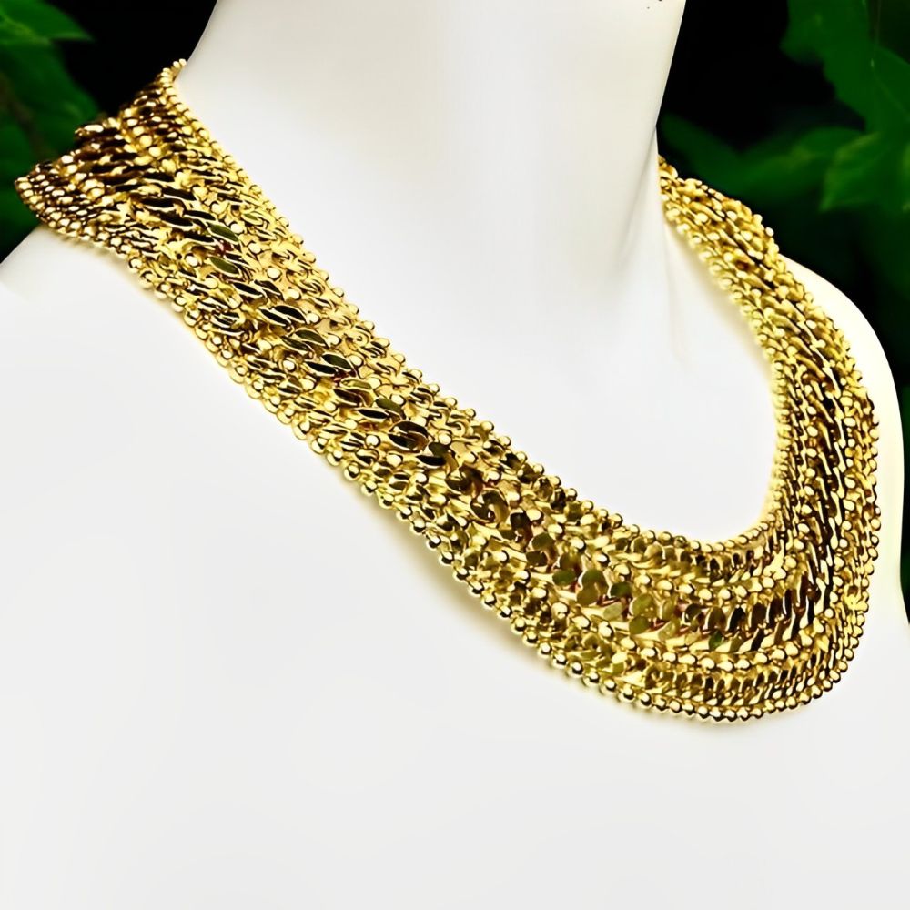 Monet Gold Plated Curb and Ball Chain Collar Necklace circa 1980s ...