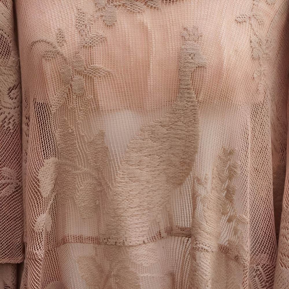 BIBA Pinkish Beige Mesh Top with Peacocks 1970s | Arabella Bianco