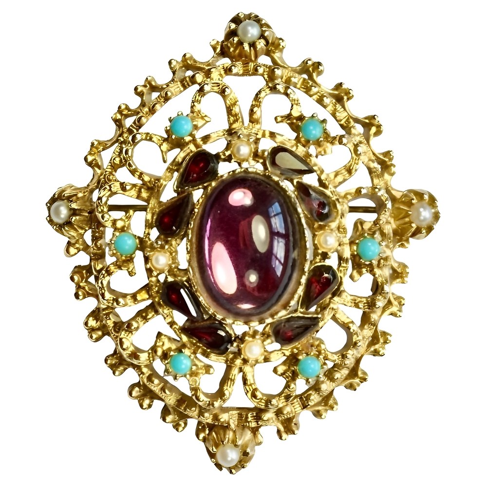 Sphinx Renaissance Style Brooch with Faux Gemstones | Arabella Bianco